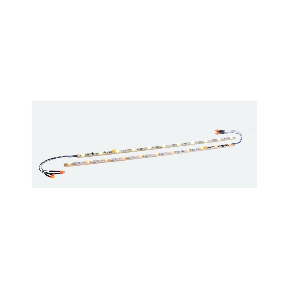 Platine éclairage wagon, 11 LED Jaune, 255mm-Esu 50709-cablé avec LEDs ...