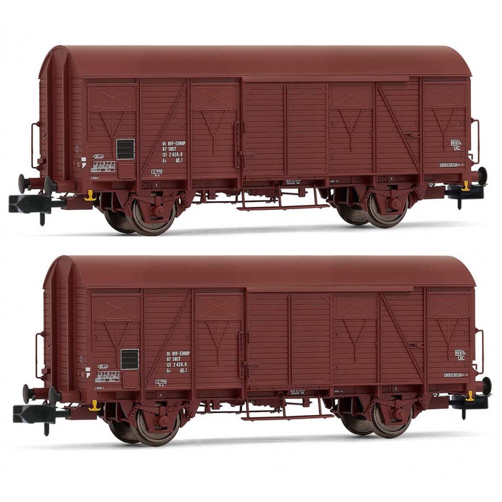 Set de 2 wagons couverts à essieux - Arnold HN6515 - type G4, SNCF ...