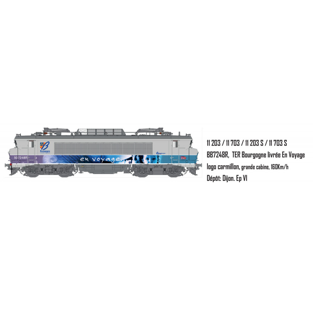 Locomotive électrique BB 7248R, SNCF, TER Bourgogne -LS Models 11203S- En Voyage, logo carmillon ...