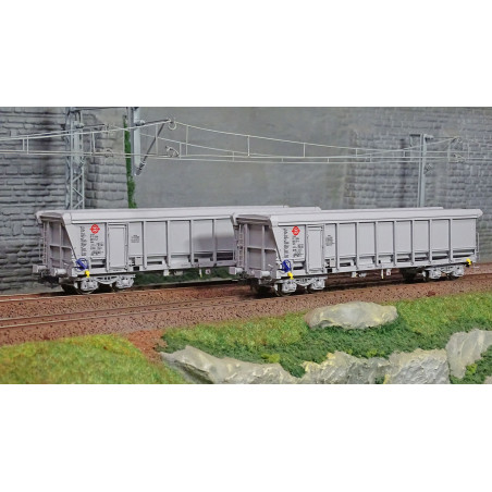 Set de 2 Wagons Tombereaux TAMS - Ree modeles Sud-Express WBSE-010 - gris, Bogie Y25, ERMEWA