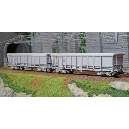 Set de 2 Wagons Tombereaux TAMS - Ree modeles Sud-Express WBSE-010 - gris, Bogie Y25, ERMEWA