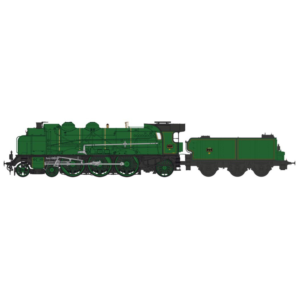 Locomotive à vapeur 231 D 229, Vert PLM, PLM - Ree Modeles MB138.S ...