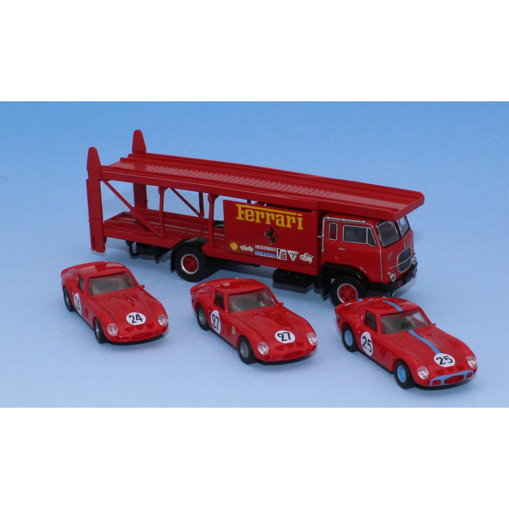 Brekina 58481 Camion Fiat 640 porte autos, avec 3 Ferrari 250 GTO ...