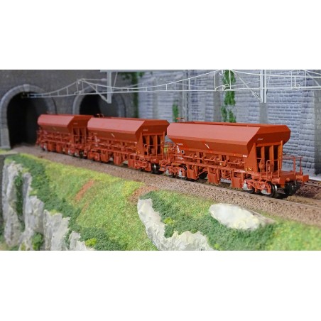 Set de 3 wagons trémie à Ballast F70 Uas - Ree modeles WB806 - SNCF, INFRA V, ep. VI