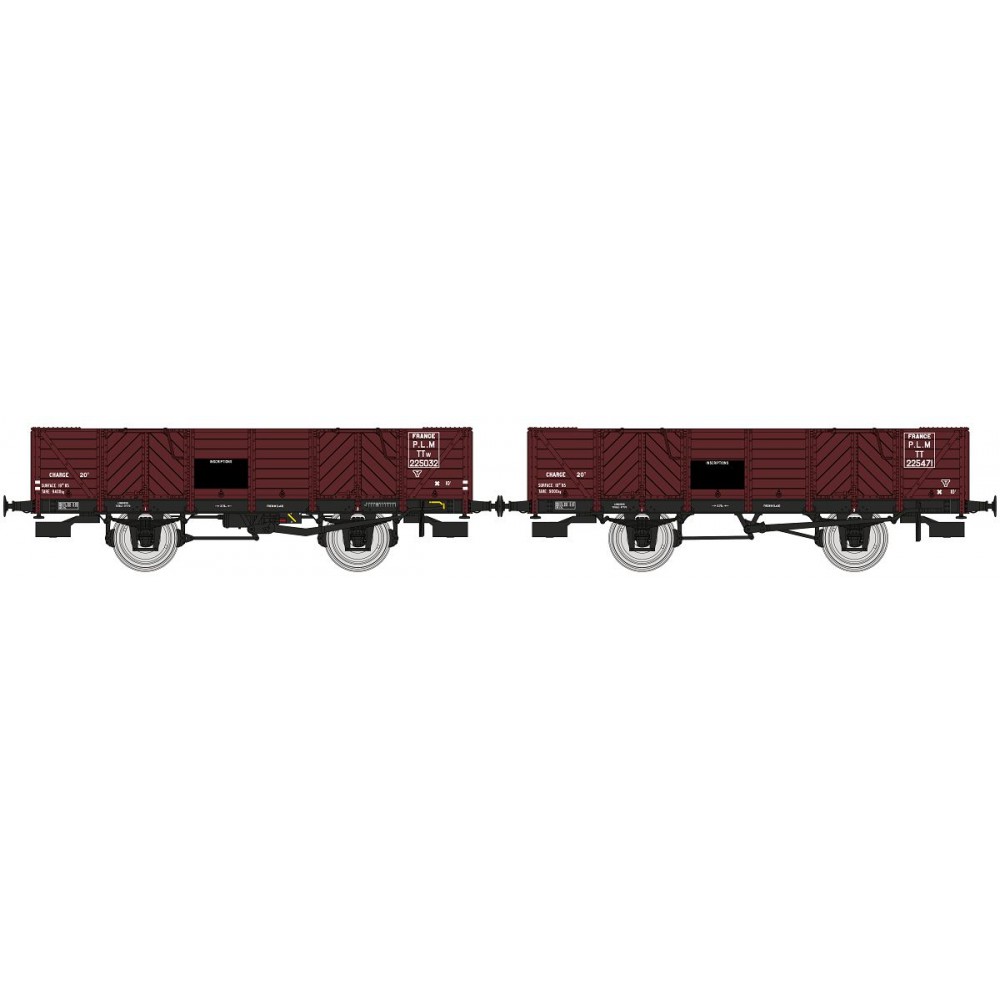 Set de 2 wagons Tombereau PLM, 4 portes - Ree Modeles WB814 - bois ...
