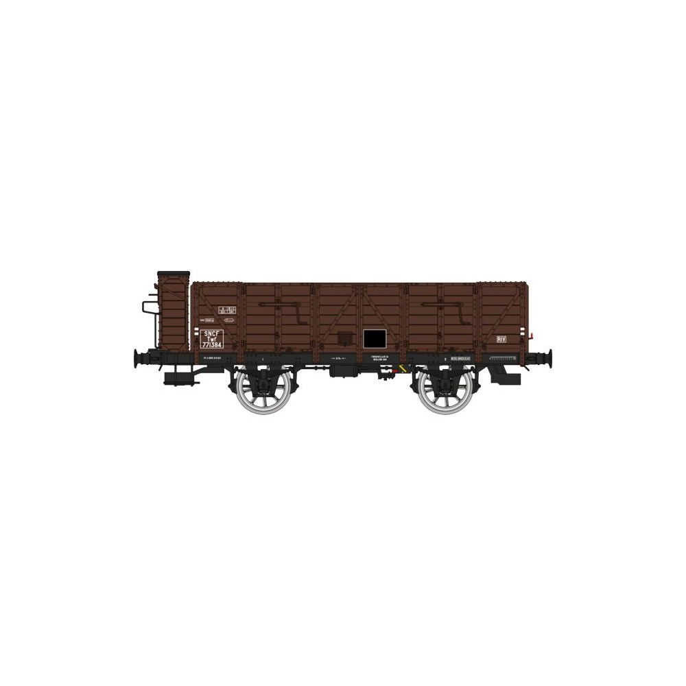 Wagon Tombereau OCEM 19, brun, bois avec guérite, SNCF - Ree Modeles WB833