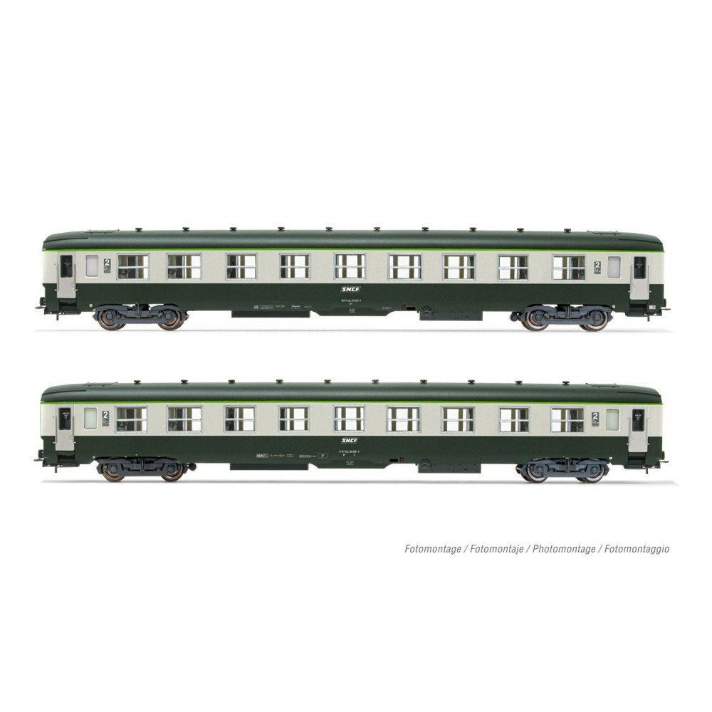 Set de 2 voitures voyageurs DEV AO, 2éme classe U59 B9 (ex A9) - Jouef ...