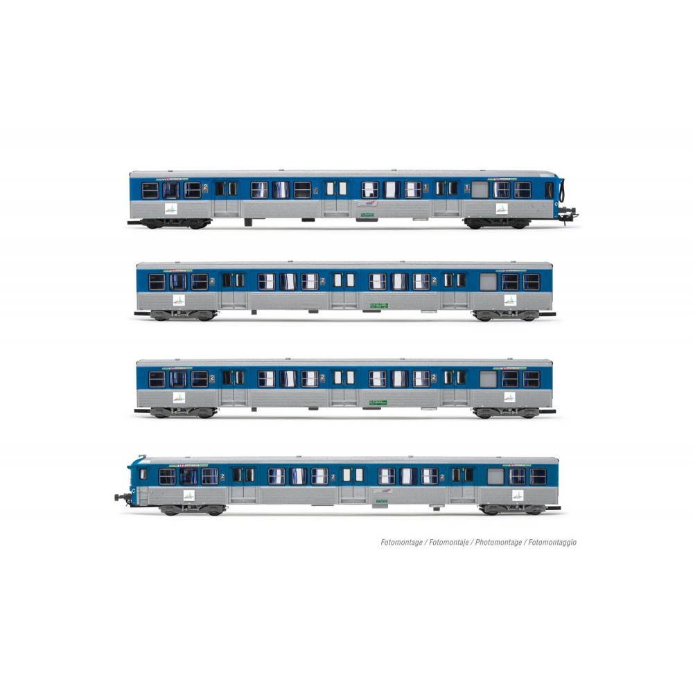 Set de 4 voitures voyageurs RIO 77, "Stelyrail bleu", SNCF - Jouef HJ4185