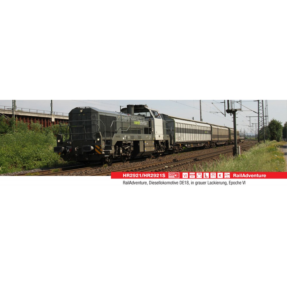 Locomotive diesel Vossloh DE 18, RailAdventure - Jouef HR2921S - livrée ...