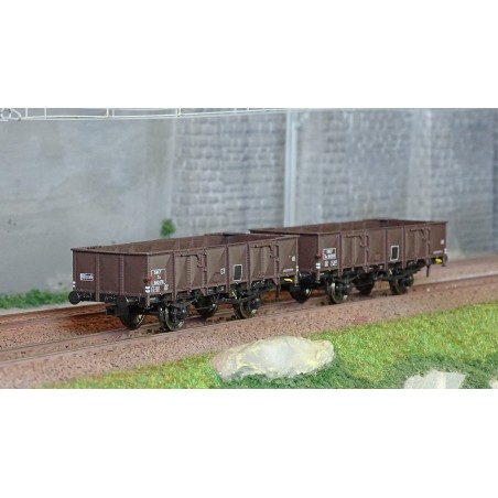Set de 2 wagons Tombereau ex-PLM, SNCF, 4 portes, tôlés brun wagon 540 ...