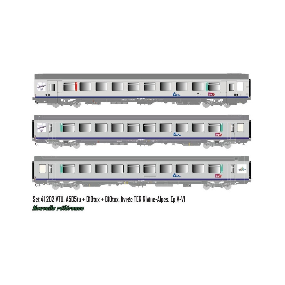 Set de 3 voitures VTU A5B5/B10/B10 - LS Models 41202 - TER Rhone-Alpes
