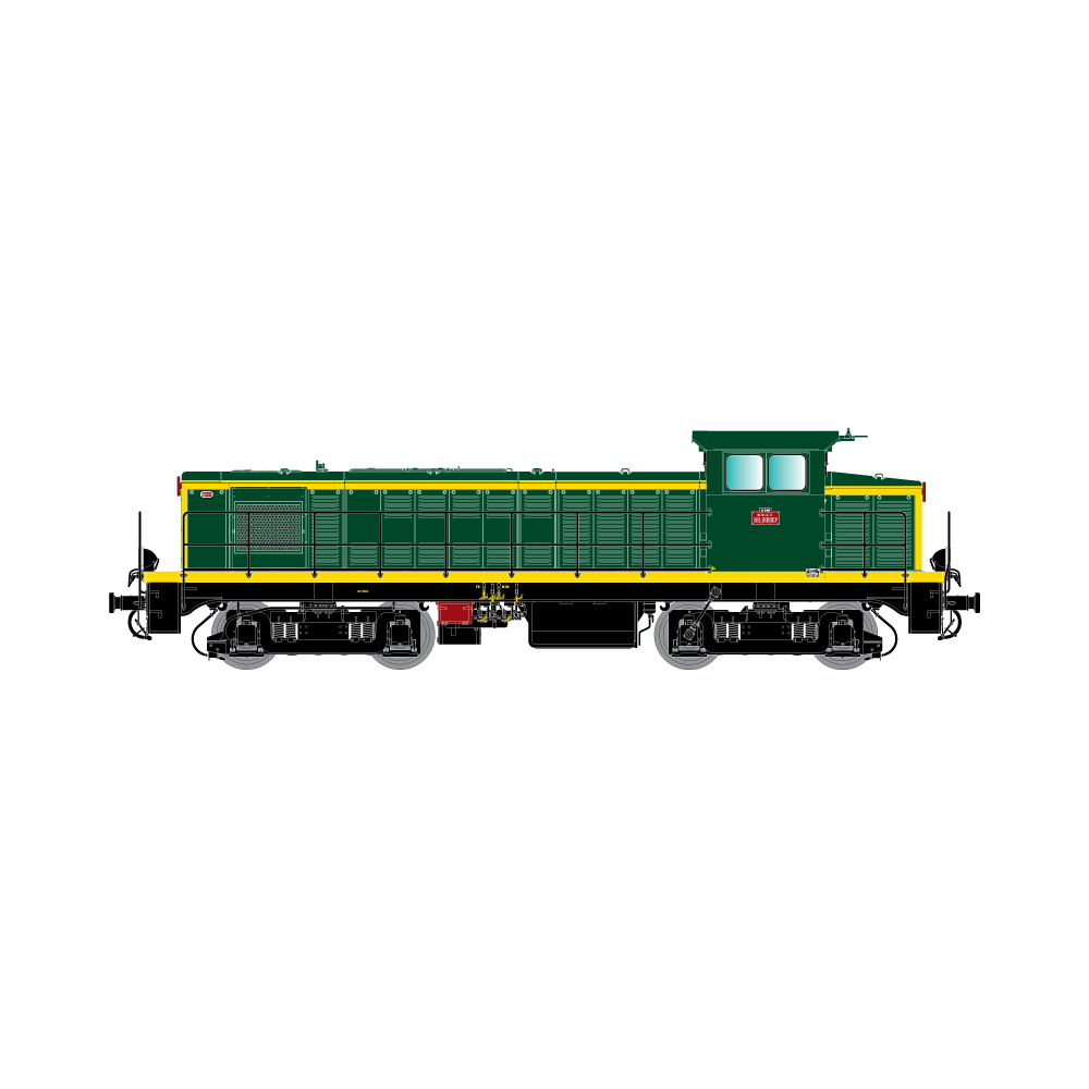 Locomotive diesel BB 63137, SNCF, livrée verte et bandes jaunes - R37 ...