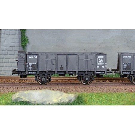 Set de 2 wagons Tombereau OCEM 19, gris, tôlés, PLM - Ree Modeles WB828