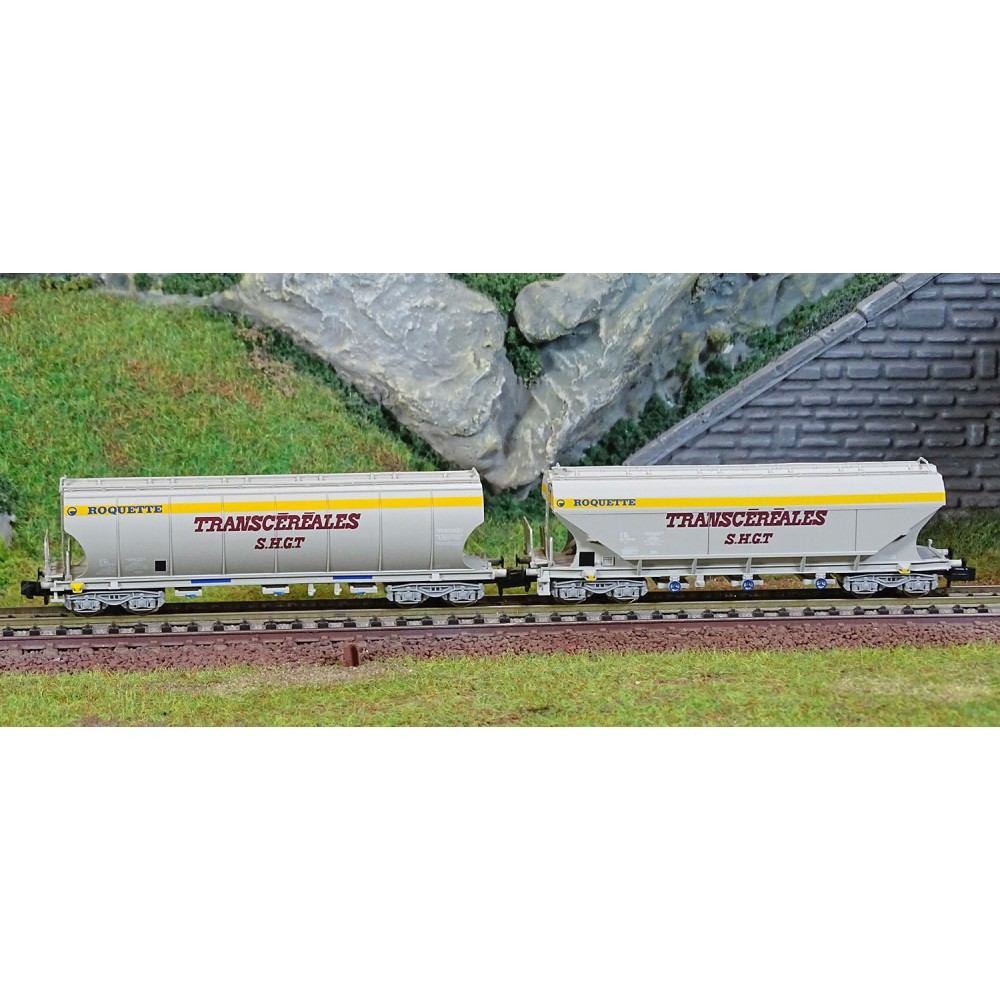 Set de 2 wagons trémies parois rondes et planes, transport céréales - Arnold HN6620 - SNCF ...