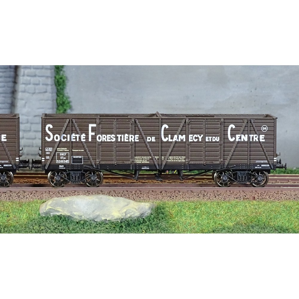 Set de 3 wagons TP Tombereau, SNCF, Haut Clamecy - Ree Modeles WB852