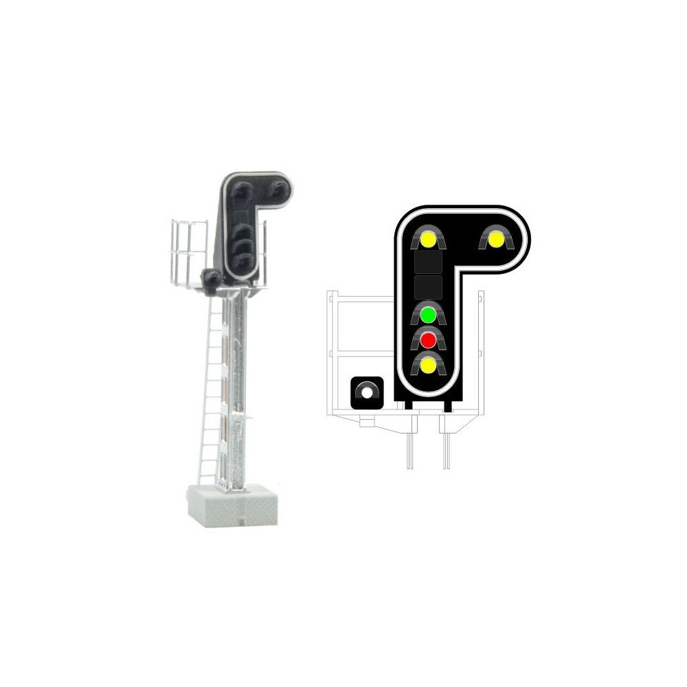 Signal principal 6 feux LED (double jaune/vert/rouge/jaune/blanc), SNCF ...