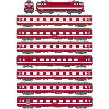 Set rame Le Capitole Locomotive électrique BB 9281, Rouge, 5x A9 + A7D ...