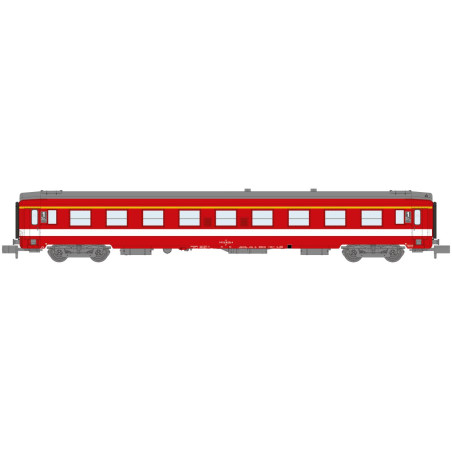 Voiture voyageurs UIC, SNCF, A9 Rouge, logo Corail, bande de classe ...